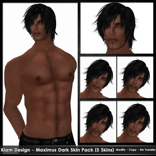 Second Life Marketplace - Maximus Skin Dark FatPack (5 Skins) - Klam ...