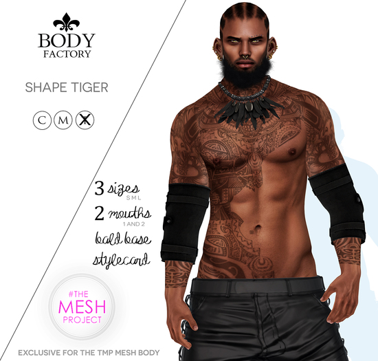 Second Life Marketplace - [BODY FACTORY] Shape Tiger (TMP) Collection