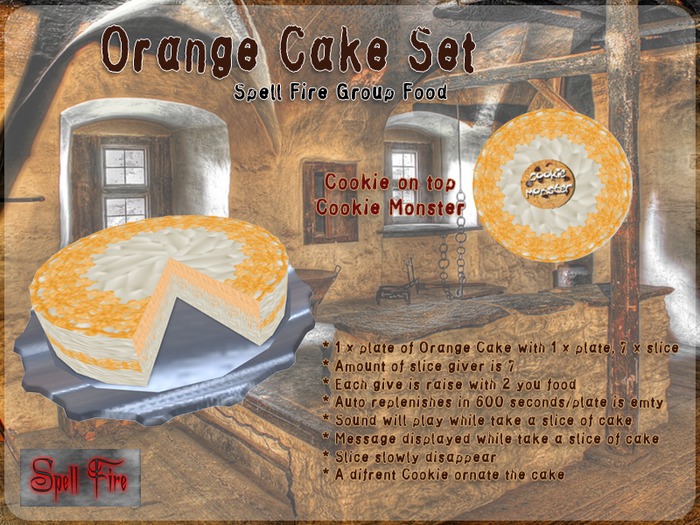 Second Life Marketplace - SF Food - Orange Cake - Cookie Monster by ...