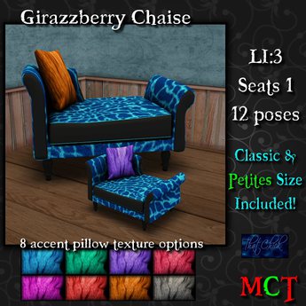 Second Life Marketplace - ~tc~ Girazzberry Chaise - Blue [C]