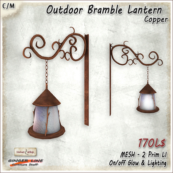 Second Life Marketplace - [V/W] Outdoor Bramble Lantern - Copper - Fantasy wall lantern, nature ...