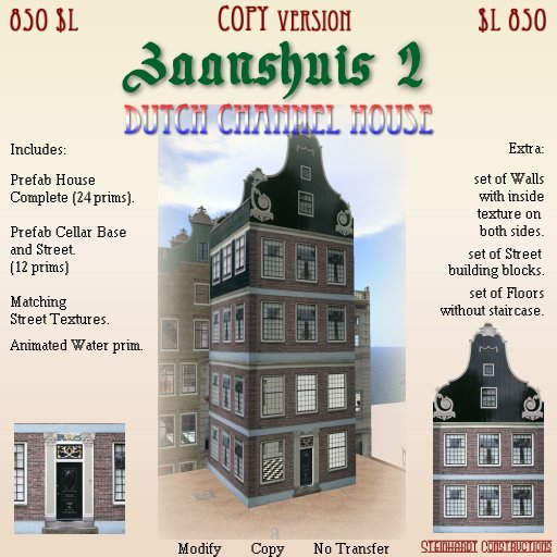 Second Life Marketplace - Dutch Canal House ZAANSHUIS2 (COPY version)