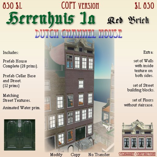 Second Life Marketplace - Dutch Canal House HERENHUIS1a (COPY version)