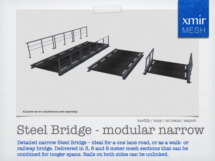 Second Life Marketplace - Steel bridge modular narrow - 3, 6 and 9 m ...