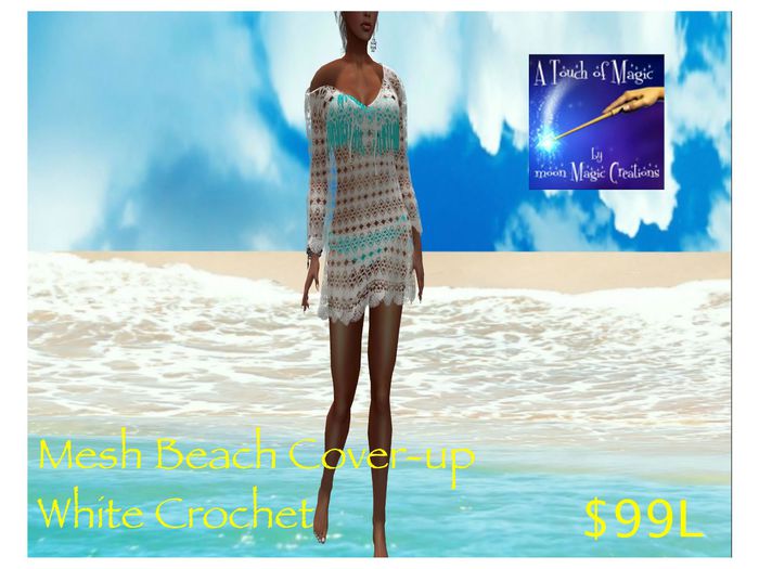 Second Life Marketplace - Beach Cover-up Mesh White Crochet all sizes (Bag)