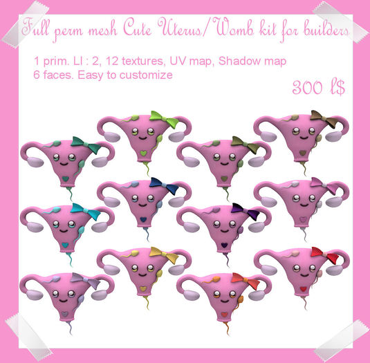 Second Life Marketplace - Full Perm MESH Cute Uterus / womb kit for ...
