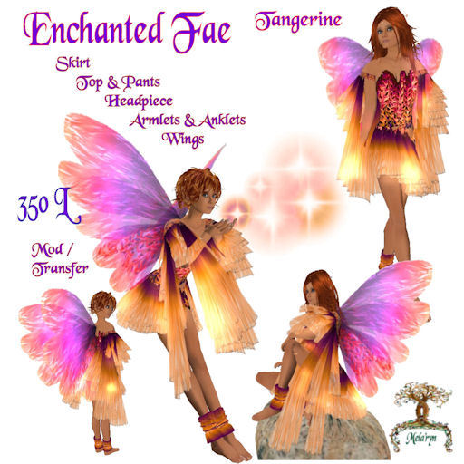 Second Life Marketplace - Enchanted Fae Tangerine - Fairy outfit