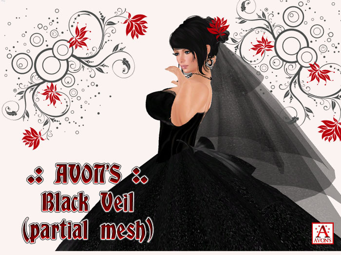 Second Life Marketplace - .: AVON'S :. Veil with roses (black ...