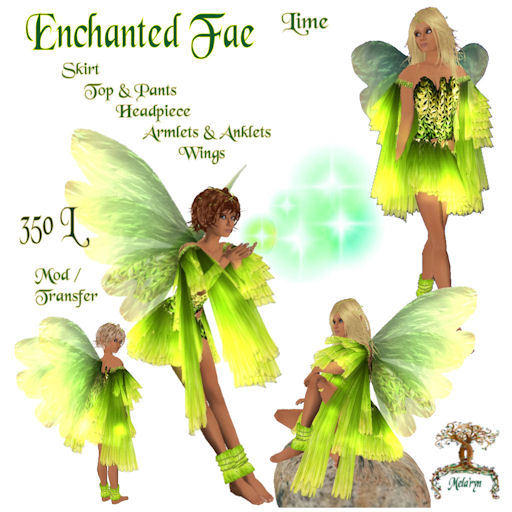 Second Life Marketplace - Enchanted Fae Lime - Fairy outfit