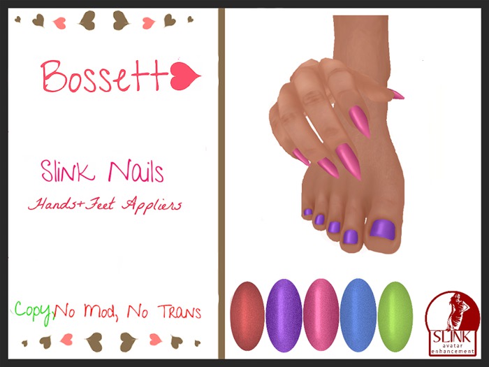 Second Life Marketplace - {Bossett} Slink Nails -Darks