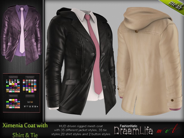 Second Life Marketplace - MESH Ximena Female Coat Jacket with Shirt and ...