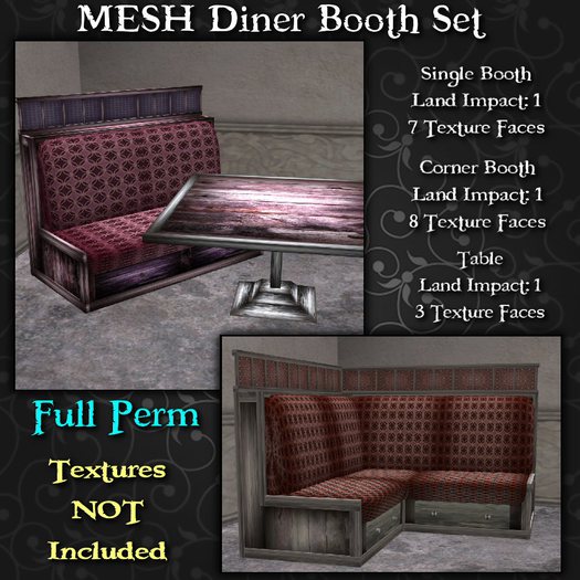 Second Life Marketplace - ~tc~ MESH Diner Booth Set [MCT]