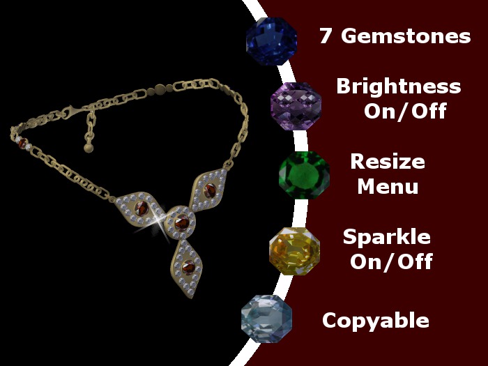 Second Life Marketplace - Medieval Jewelry - Gold Necklace [7 Gemstones]