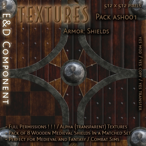 Second Life Marketplace - [ASH001] 8 Medieval Knight Armor Shield ...