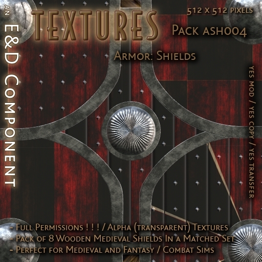 Second Life Marketplace - [ASH004] 8 Medieval Knight Armor Shield ...