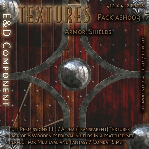 Second Life Marketplace - [ASH003] 8 Medieval Knight Armor Shield ...