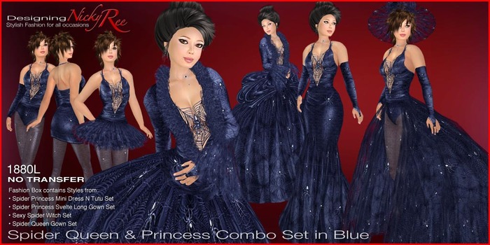 Second Life Marketplace - *DNR* Spider Queen & Princess Combo Set in Blue