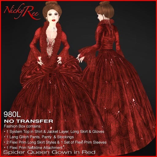 Second Life Marketplace - *DNR* Spider Queen Gown in Red