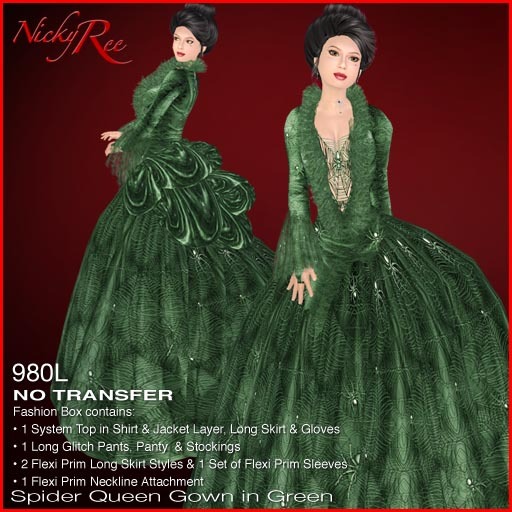 Second Life Marketplace - *DNR* Spider Queen Gown in Green