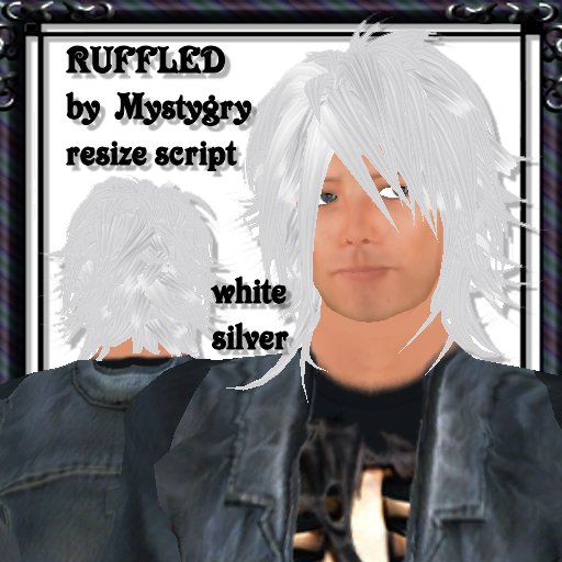 Second Life Marketplace - ruffled hair white silver with resize script ...