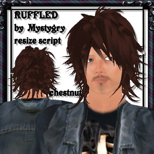Second Life Marketplace - ruffled hair chestnut with resize script men hair