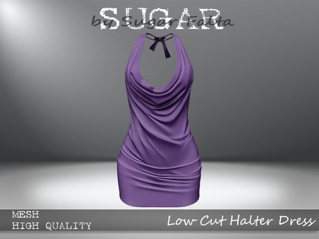 Second Life Marketplace - SUGAR - Low Cut Halter Dress - LAVENDER
