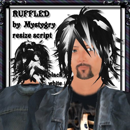 Second Life Marketplace - ruffled hair black white with resize script ...