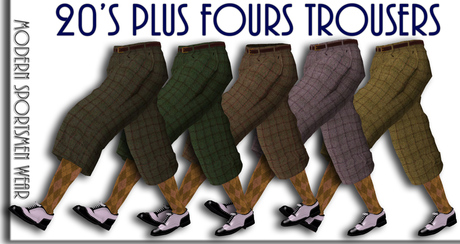 Second Life Marketplace - 20's Plus Fours Trousers Checkered Green