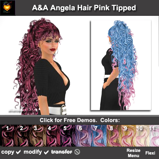 Second Life Marketplace - A&A Angela Hair 11 Pink Tipped Colors Variety ...