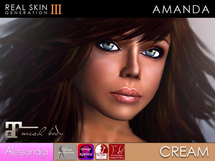Second Life Marketplace - ALESSANDRA - Real Skin (Gen3) - AMANDA - CREAM