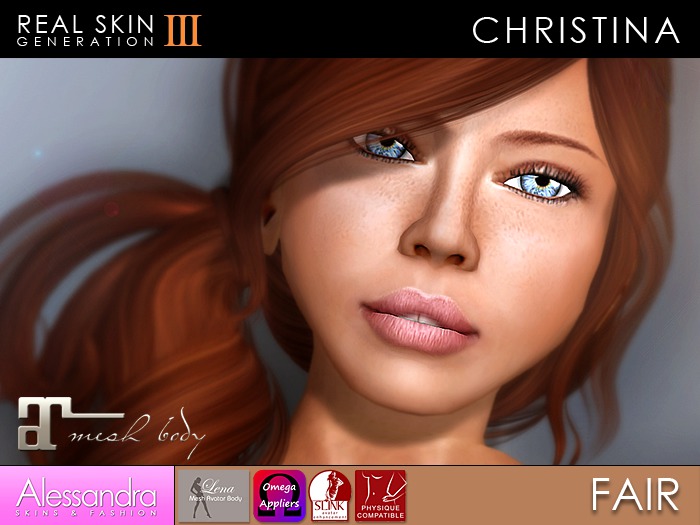 Second Life Marketplace - ALESSANDRA - Real Skin (Gen3) - CHRISTINA - FAIR
