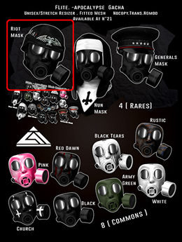 Second Life Marketplace - FLite.-Apocalypse Riot Mask RARE