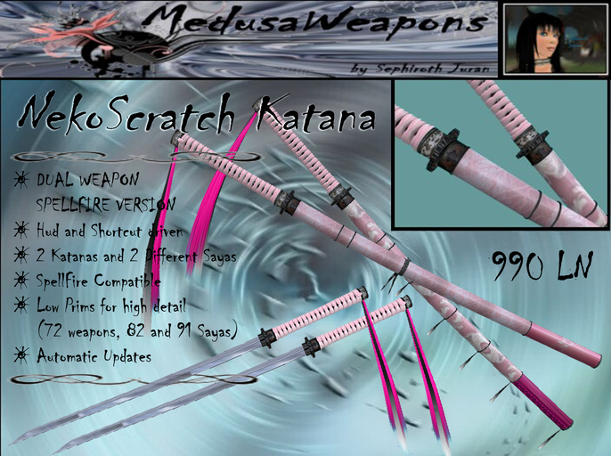 Second Life Marketplace - ~ Medusa Weapons ~ NekoScratch Dual Katana ...