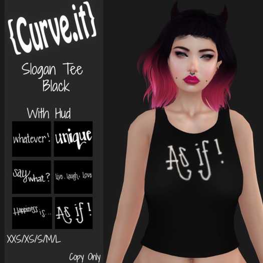 Second Life Marketplace - Slogan Tee Black With Hud