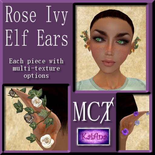 Second Life Marketplace - KaiAna's Rose and Ivy Elf Ears