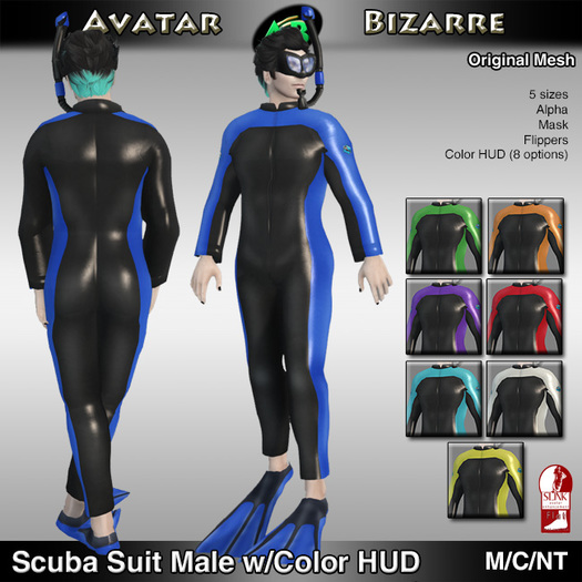 Second Life Marketplace - AB Scuba Suit with Mask and Flippers Male