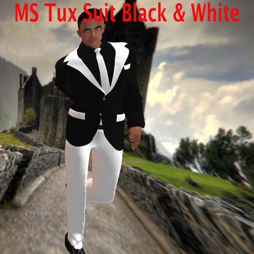 Second Life Marketplace - MS Mens Tux Suit Black & White 2