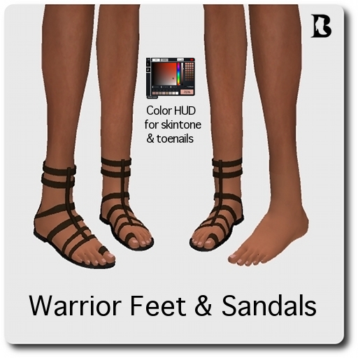 Second Life Marketplace - Blackburns Fit Mesh Unisex Warrior Feet & Sandals