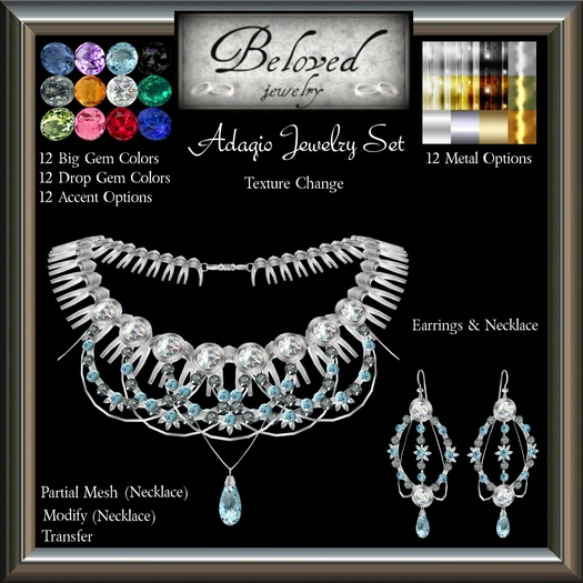 Second Life Marketplace - Beloved Jewelry : Adagio Jewelry Set (Texture ...