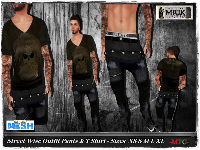 Second Life Marketplace - MIUK - Street Wise Outfit - Mens XS S M L XL