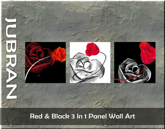 Second Life Marketplace - Painting Red & Black 3 In 1 Panel Wall Art