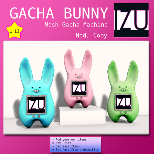 Second Life Marketplace - IZU : Bunny Gacha Machine - MESH Gacha ...