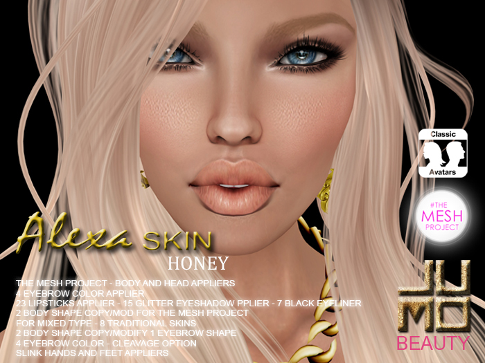 Second Life Marketplace - .:JUMO:. Alexa Skin Honey - The Mesh Project ...