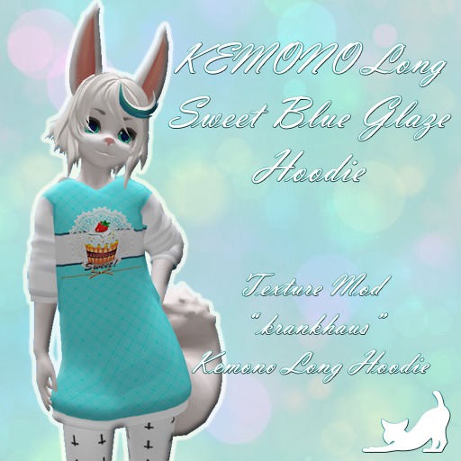 Second Life Marketplace - KEMONO Long Sweet Blue Glaze Hoodie