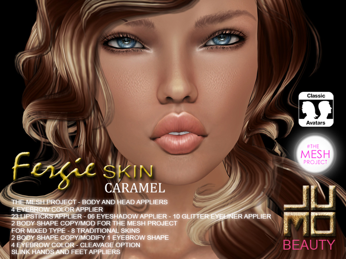 Second Life Marketplace - .:JUMO:. Fergie Skin Caramel - The Mesh Project