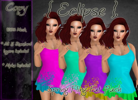 Second Life Marketplace - .{ Eclipse }. Spring Fling Dress FatPack