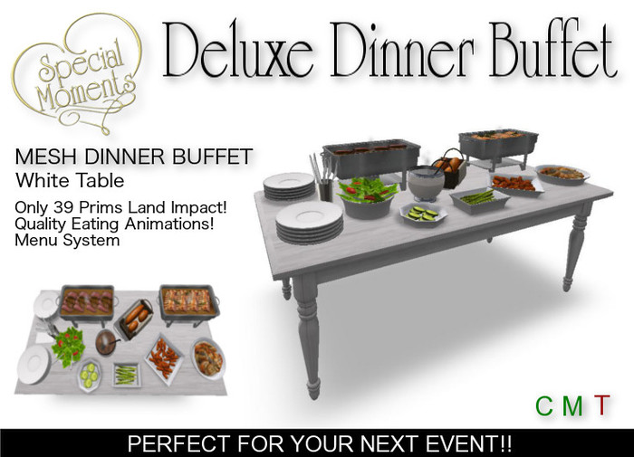 Second Life Marketplace - Deluxe Dinner Buffet White Table - Copy ...