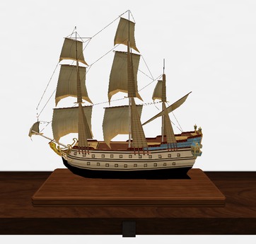 Second Life Marketplace - Model Ship on Wooden Shelf