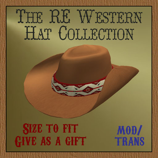Second Life Marketplace - RE Western Hat Brown w/Indian Band - Old West ...
