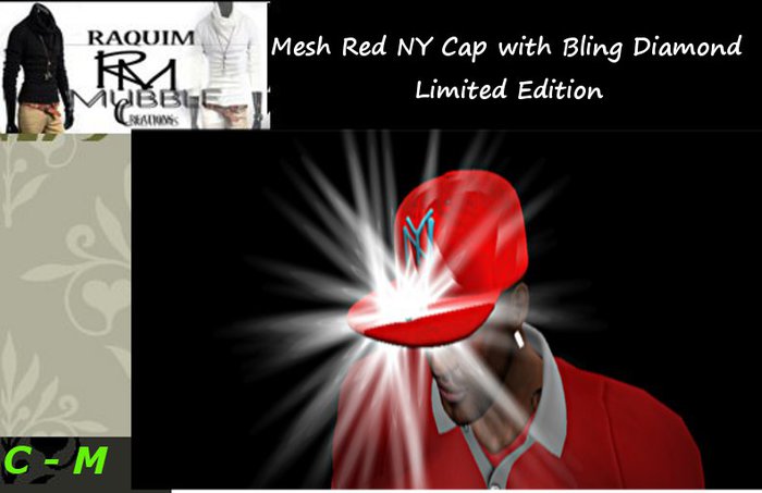 Second Life Marketplace - Limited Edition Bling Diamond Red NY Cap by R ...